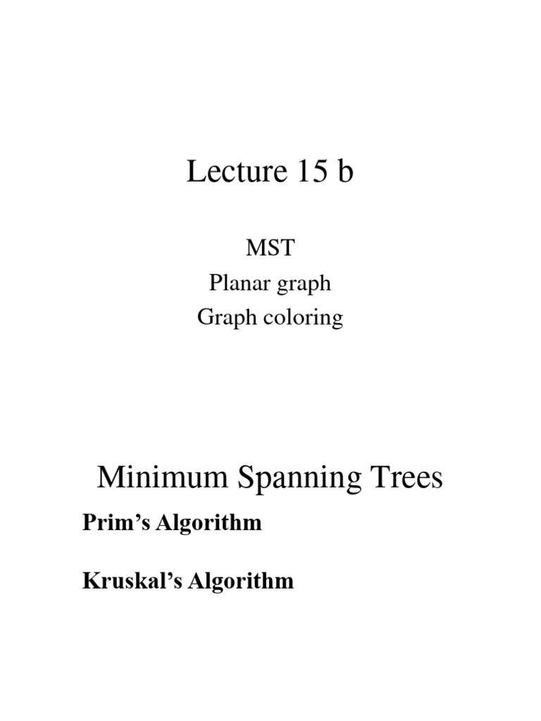 DS Lec 15-MST, Planar, Graph Color | PDF | Mathematical Relations | Combinatorics