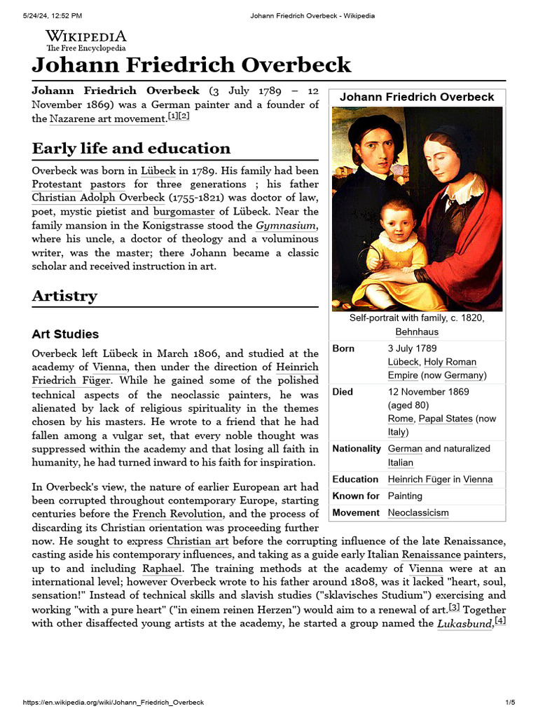 Johann Friedrich Overbeck - Art | PDF