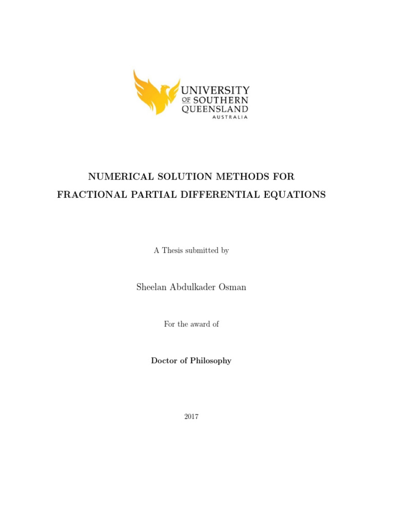 Numerical solution methods for fractional partial differential equation | Download Free PDF ...