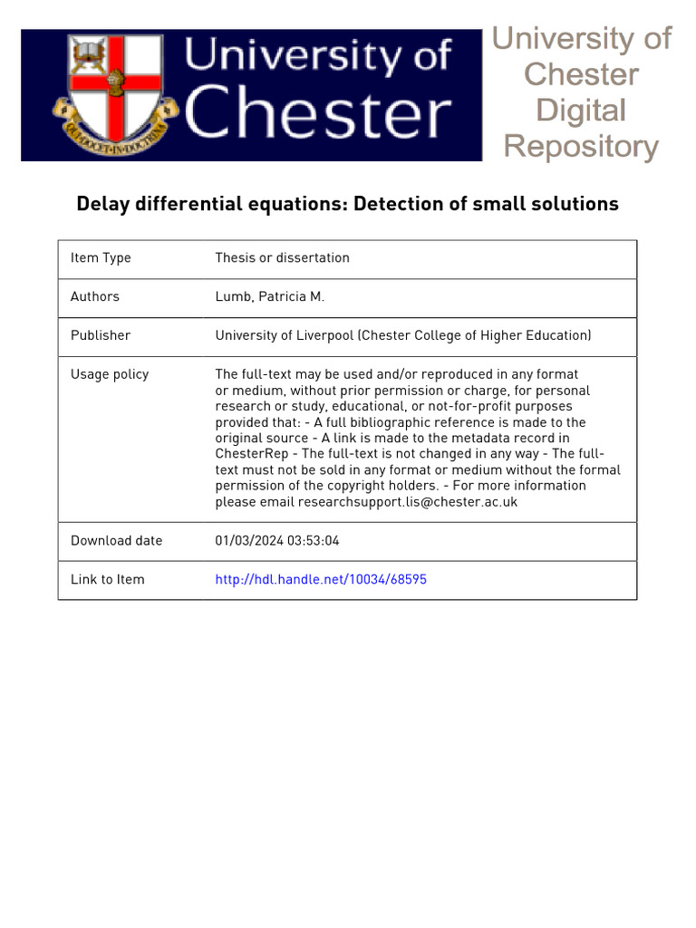 Delay Differential Equations Detection of Small Solutions | PDF ...