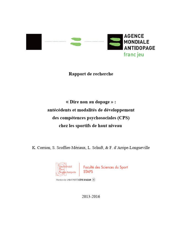 Prévenir le Dopage chez les Athlètes | PDF | Motivation | Motivant