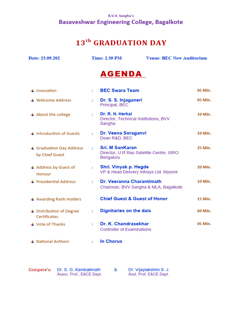 Graduation Day Agenda | PDF