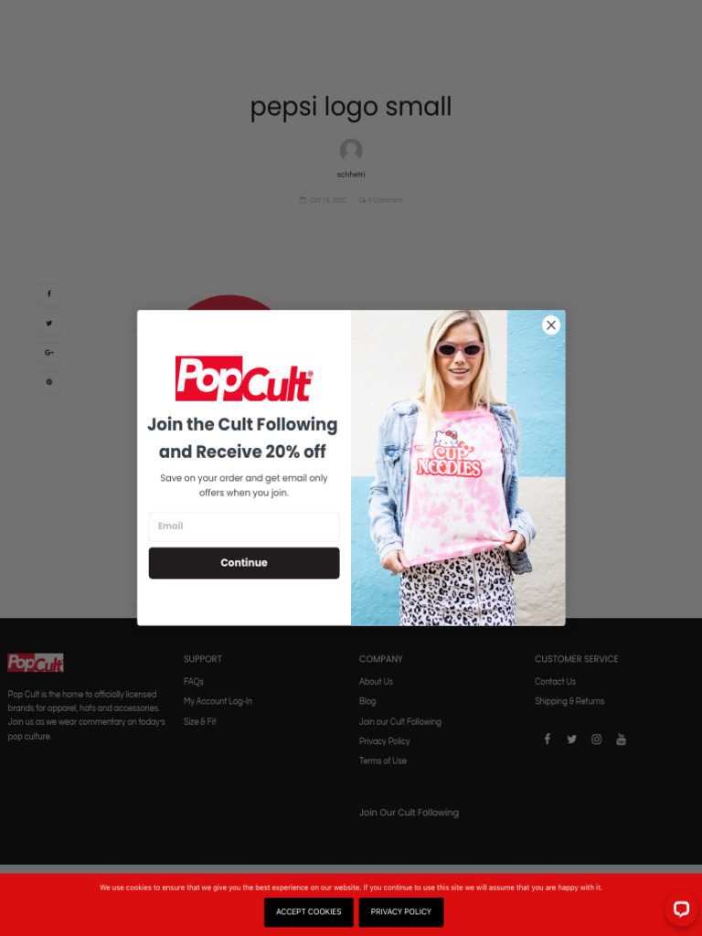 Pepsi Logo Small Pop Cult - Officially Licensed Apparel and Accessories ...