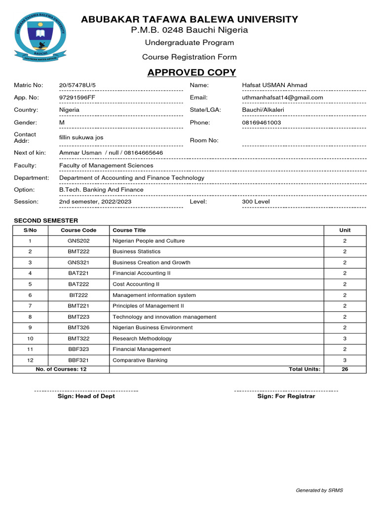 Course Form - Second Semester, 2022 - 2023 | PDF | Nigeria | Business Economics