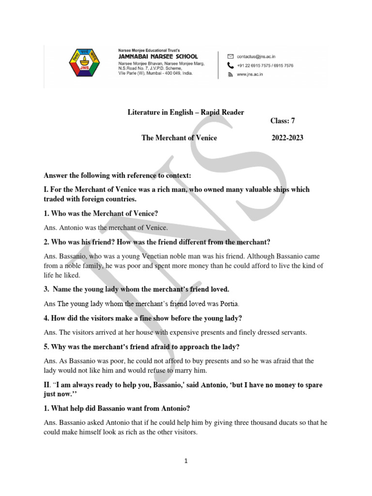 The Merchant of Venice - NOTES | PDF | The Merchant Of Venice | Shylock