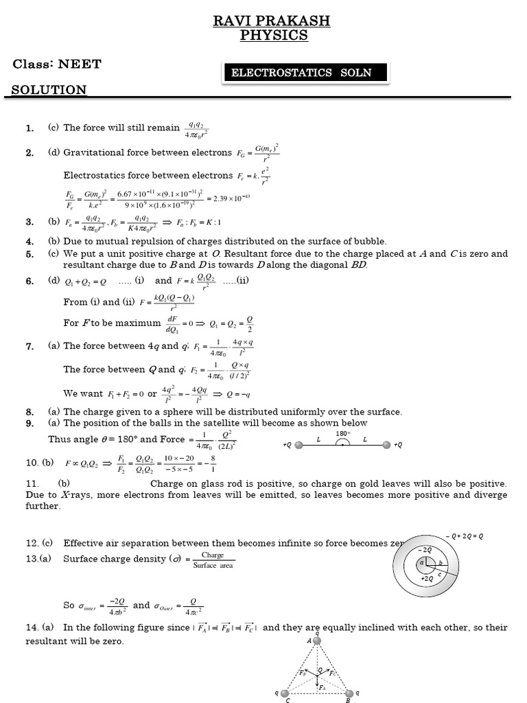 Electrostatics 45 NEW SOLN | PDF | Electric Field | Force