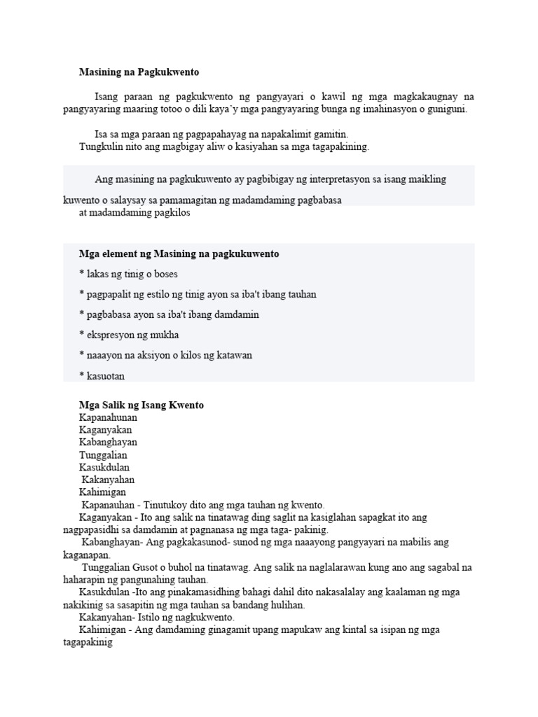 Masining Na Pagkukwento | PDF