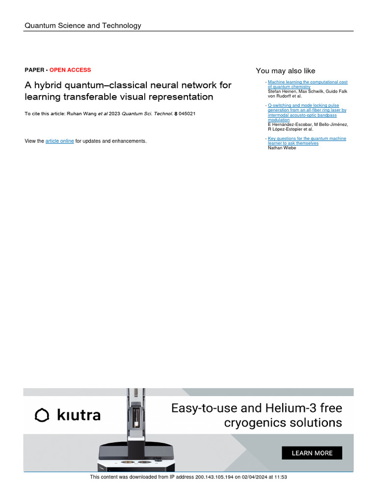 A hybrid quantum–classical neural network for learning transferable visual representation | PDF ...