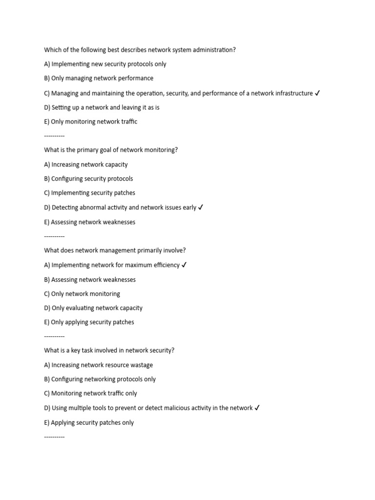 Which Of The Following Best Describes Network System Administration Pdf Security Computer