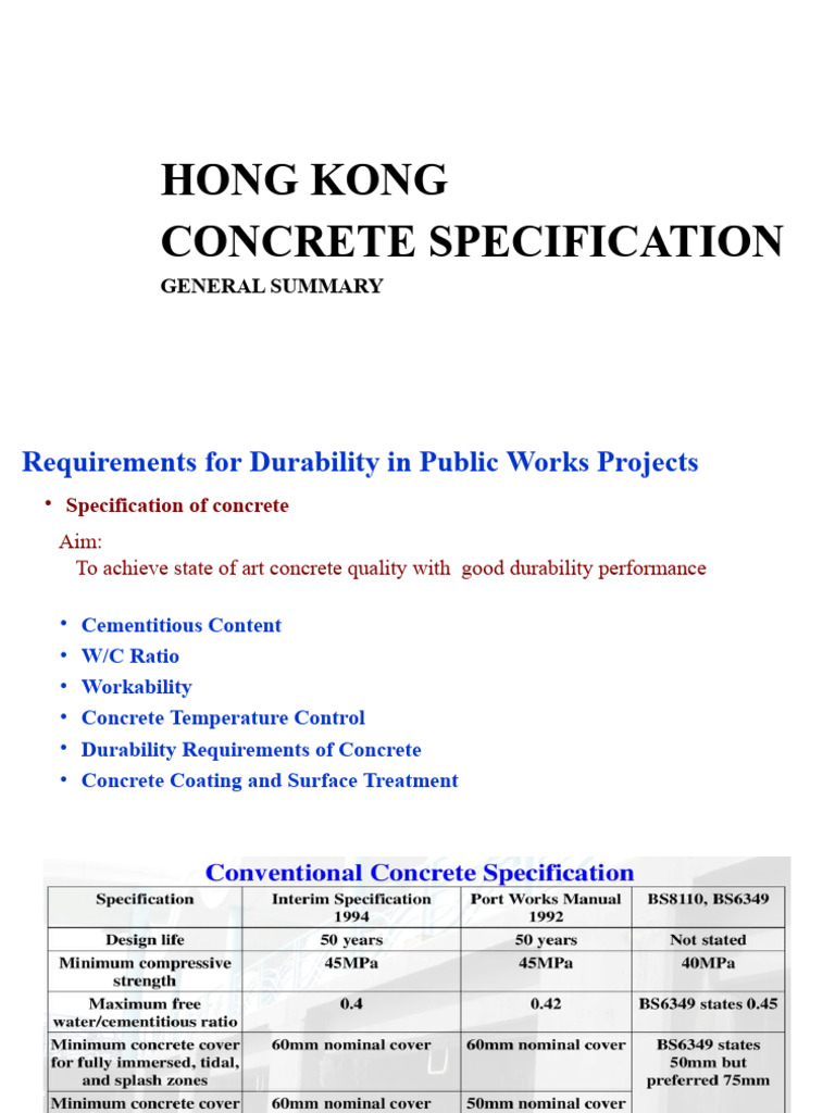 Hong Kong Concrete Specification (General Summary) | Download Free PDF ...