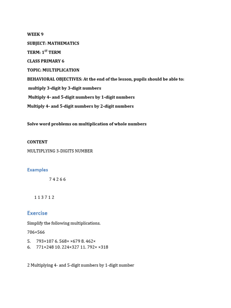 Multiplication | PDF | Multiplication | Mathematics