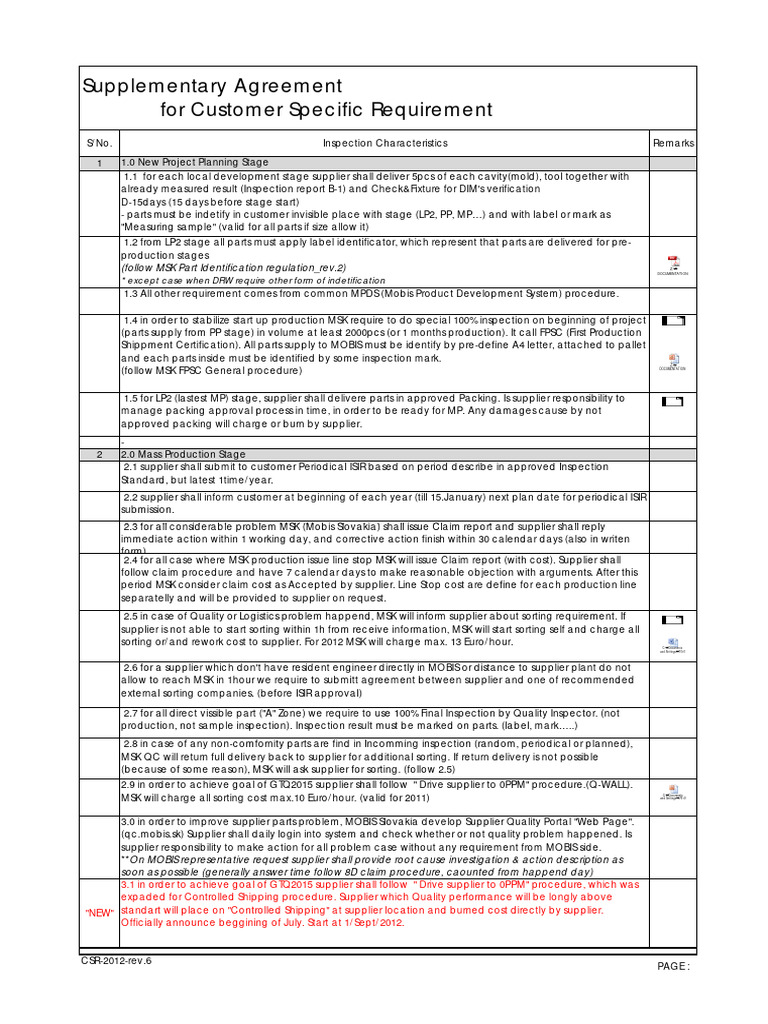 MOBIS SK - Customer+specific+requirement+062012 | PDF