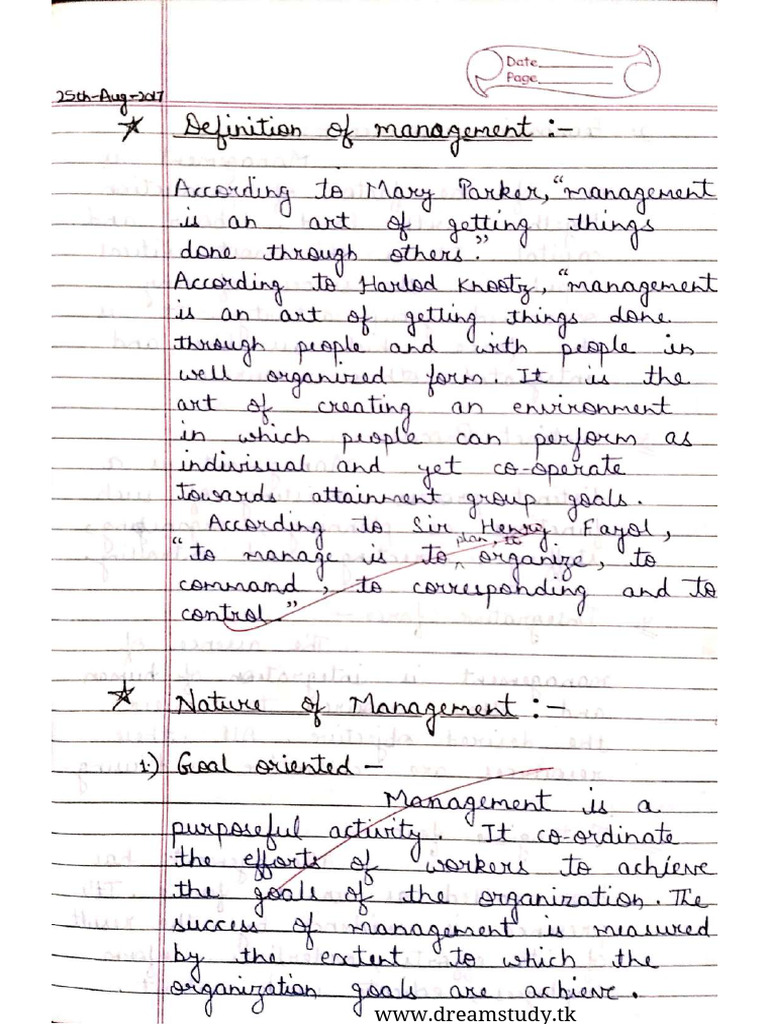 Principle Of Management Pom Handwritten Note Pdf