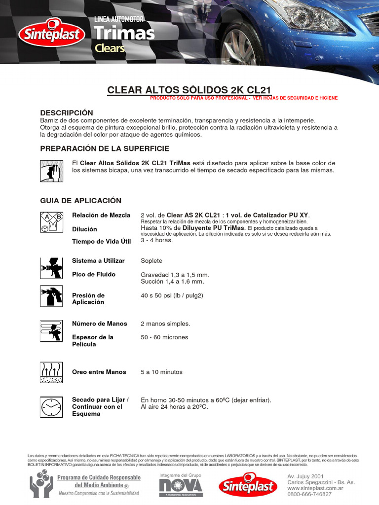 Barniz Clear Altos Sólidos 2K CL21 | PDF