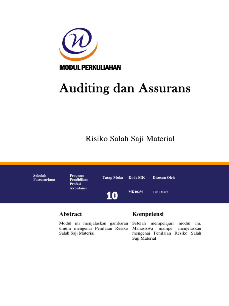 Penilaian Risiko Salah Saji Material Audit | PDF | Pengelolaan Keuangan & Uang