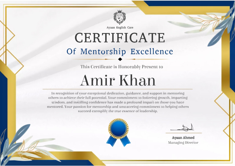 Mentor Certificate | PDF