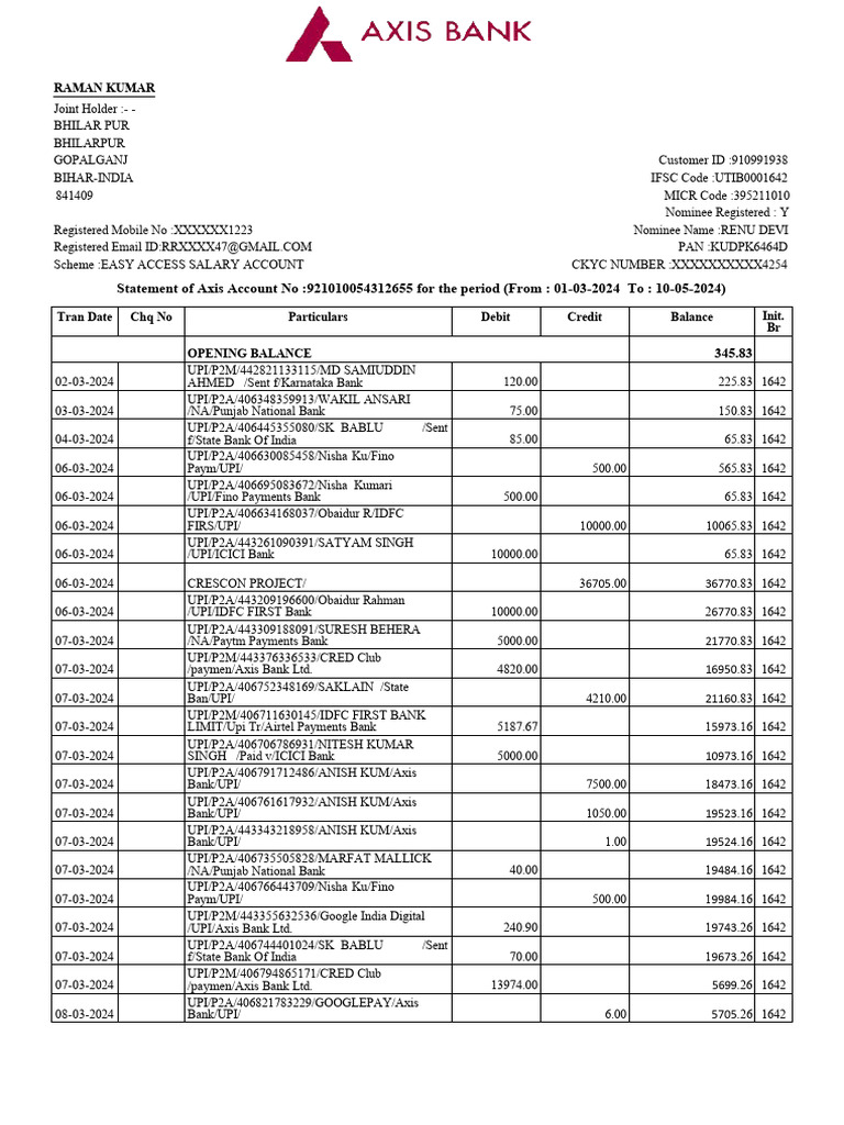 Account STMT | PDF | Banks | Debit Card