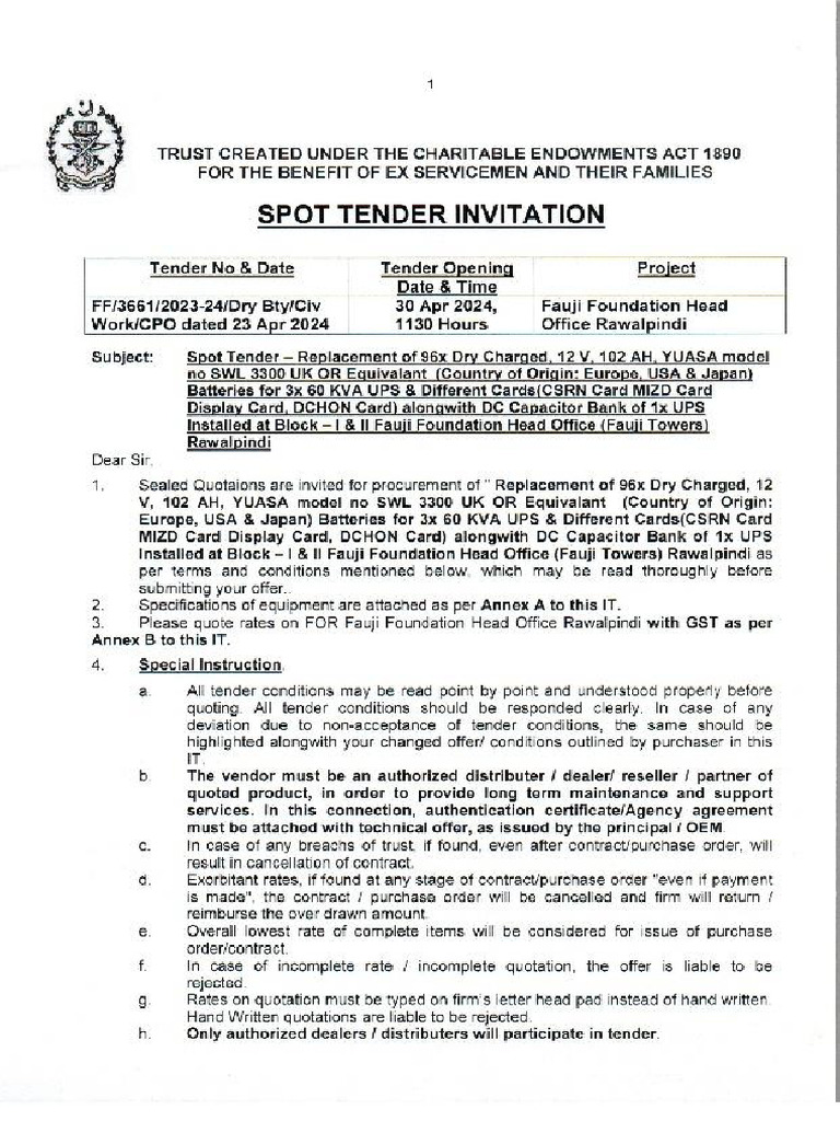 0sopt Tender 96 X Dry For 3x UPS 60 KVA | PDF