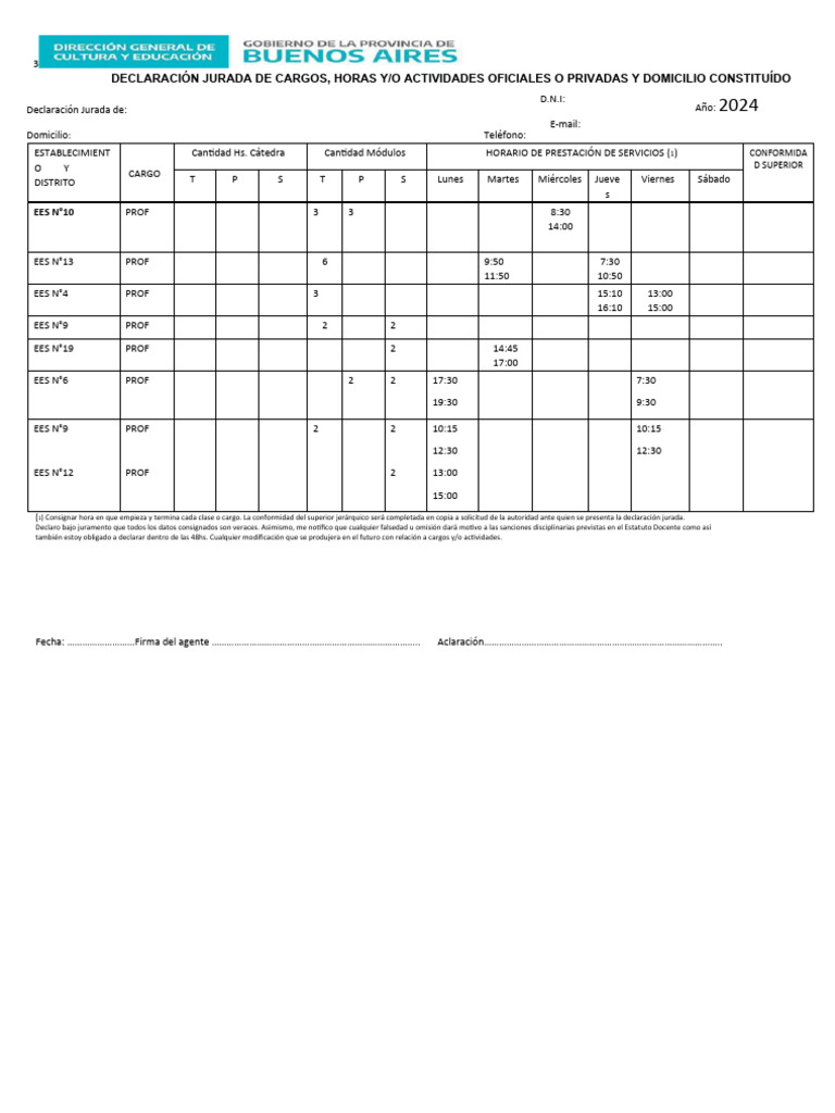 Modelo de DDJJ | PDF