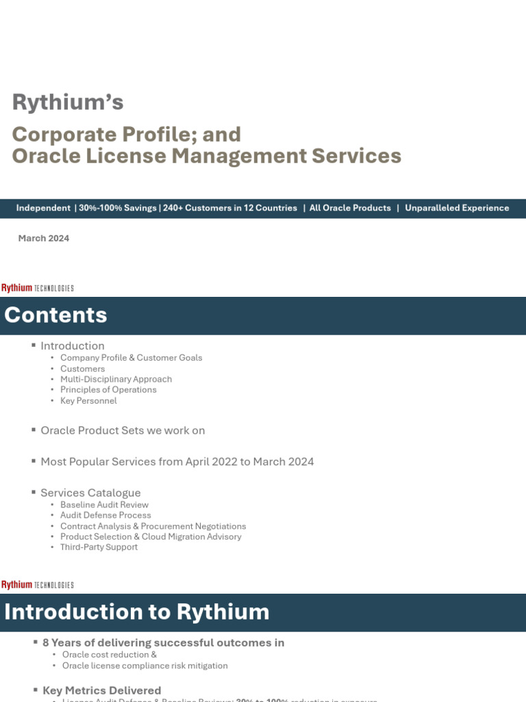Rythium Oracle Services Profile | PDF | Oracle Corporation | Cloud ...