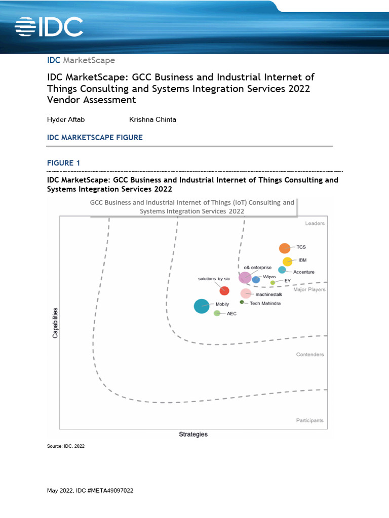 Idc Iot Marketscape Eandenterprise 2022 Pdf Internet Of Things Sales