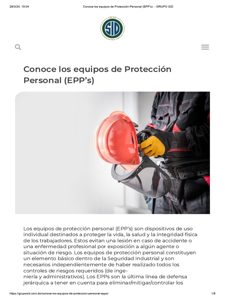 Conoce Los Equipos de Protección Personal (EPP’s) - GRUPO SID | PDF