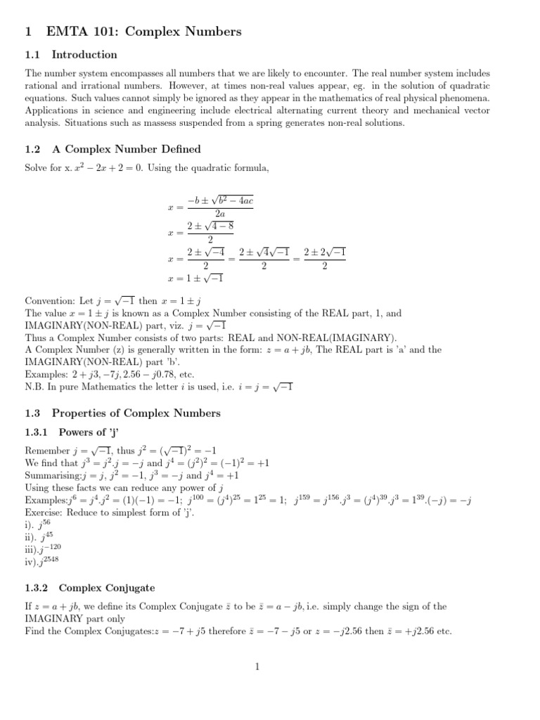 Complex Numbers - Part 1 | Download Free PDF | Complex Number | Numbers