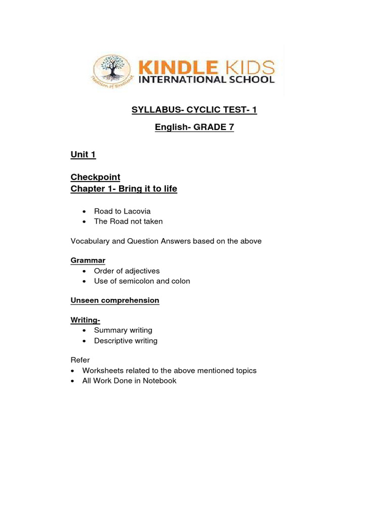 Grade 7 CT 1 Syllabus | PDF | Skeleton | Respiratory System