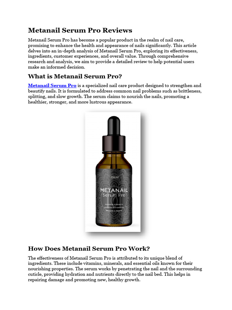 Metanail Serum Pro | PDF | Nail (Anatomy) | Vitamin