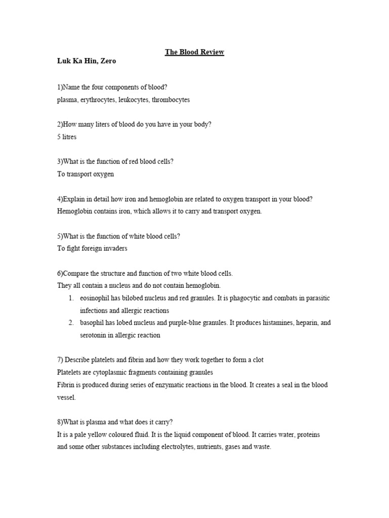 Blood Basics for Medical Students | PDF