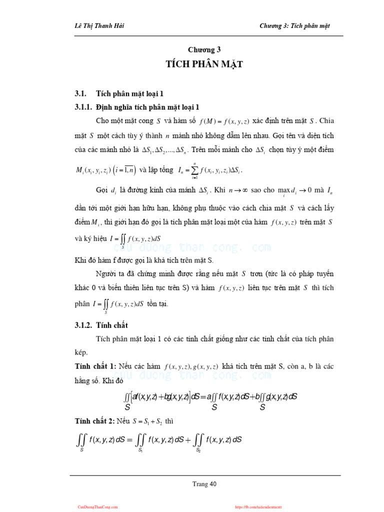 Toan A3 Le Thi Thanh Hai Bai Giang c3 Tich Phan Mat (Cuuduongthancong ...