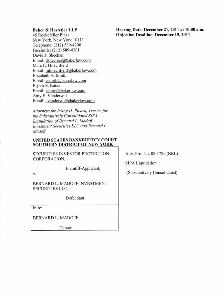 IRS Madoff Trustee Settlement Notice and Motion Refund of Withholding ...