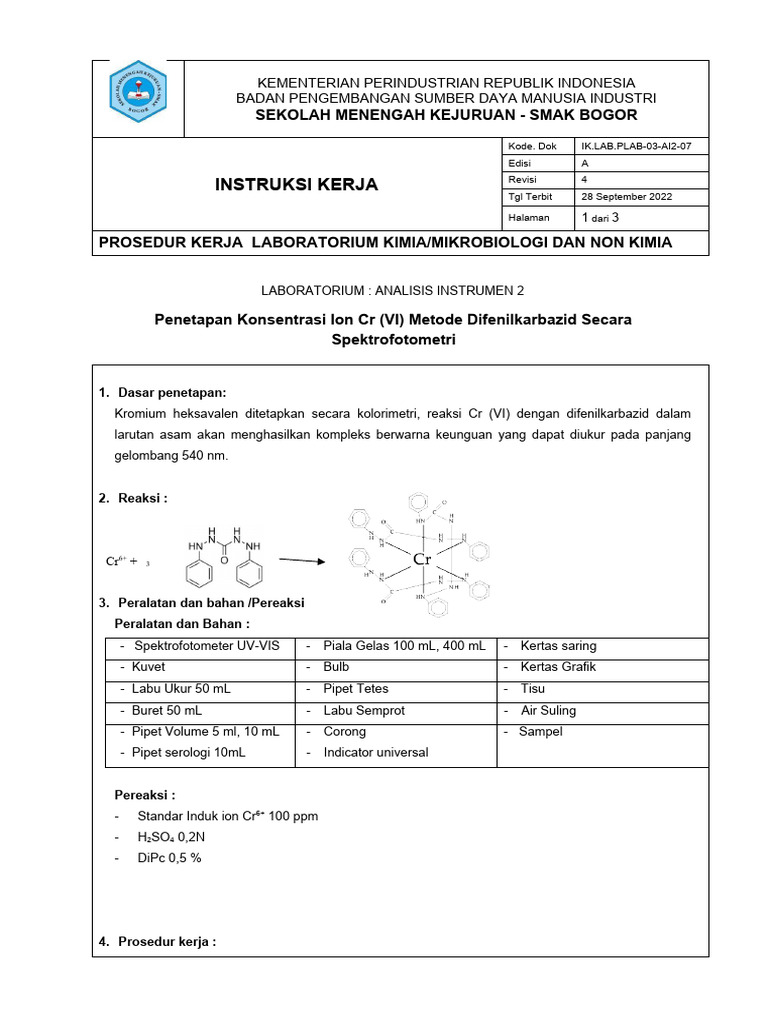 03.IK - lab.PLAB-03 Prosedur Kerja CR (VI) | PDF | Sains & Matematika
