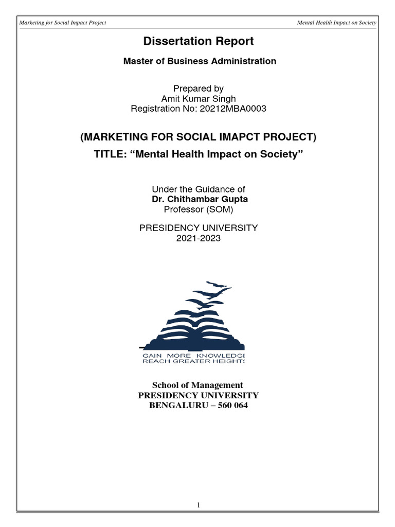 MBA Dissertation: Mental Health Impact | PDF | Mental Disorder | Mental ...