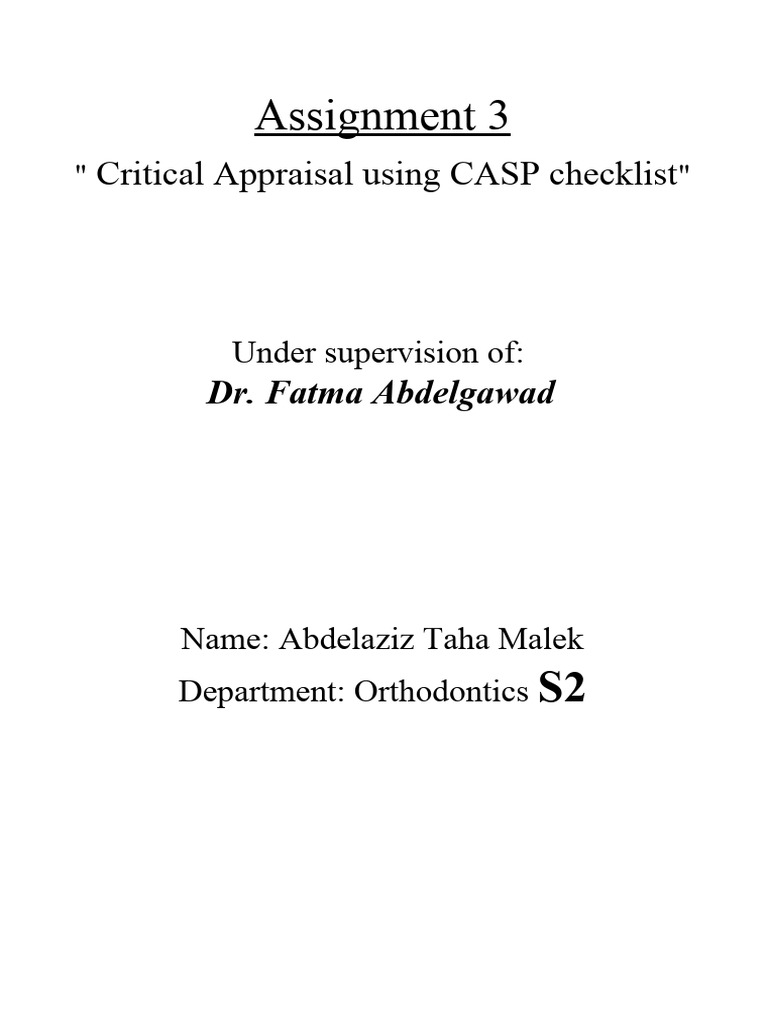CASP Checklist for RCT Critical Appraisal | PDF | Dental Anatomy | Medical Specialties