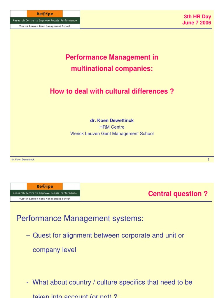 Performance Management in Multinational Companies:: 3th HR Day June 7 ...