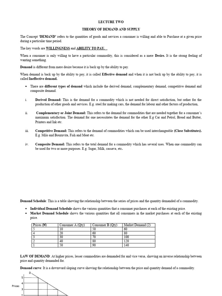 Eco 102 Lecture Two | PDF | Supply (Economics) | Demand