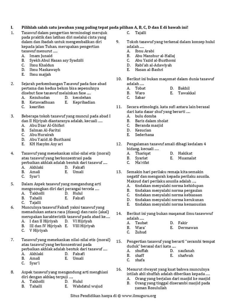 Latihan Soal Kelas Ix Akidah Akhlak | PDF