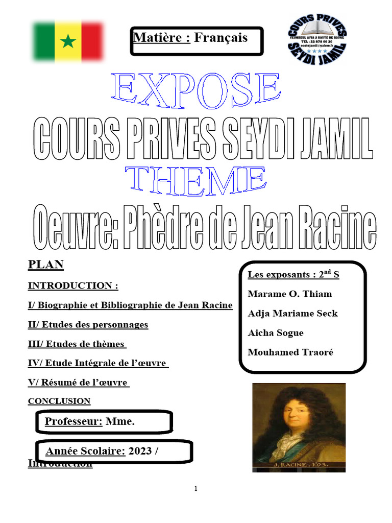 Analyse de "Phèdre" de Jean Racine | PDF | Jean Racine