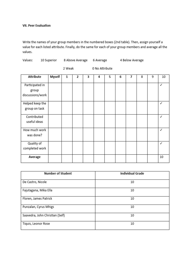 Saavedra Solimon Peer Eval | PDF | Psychological Concepts | Cognition