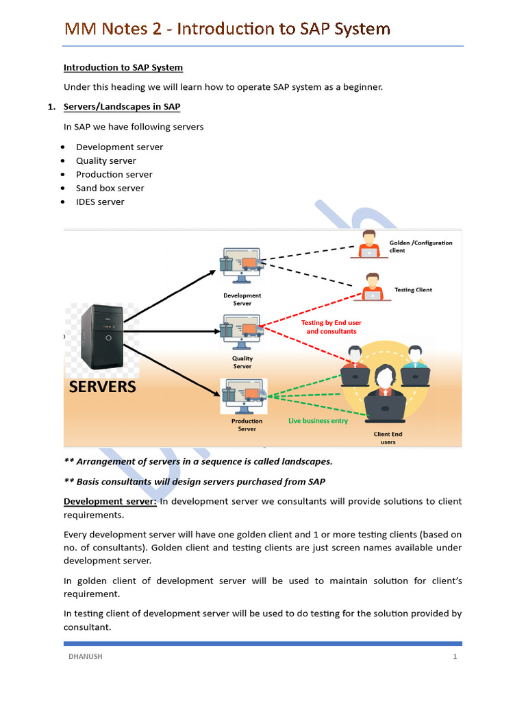 Notes 2 - Introduction To SAP System | PDF | Password | Login