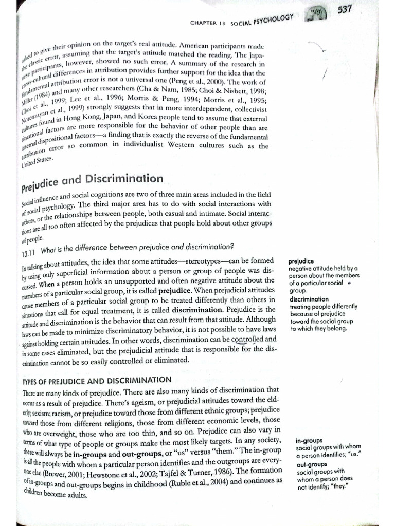 Prejudice and Discrimination | PDF