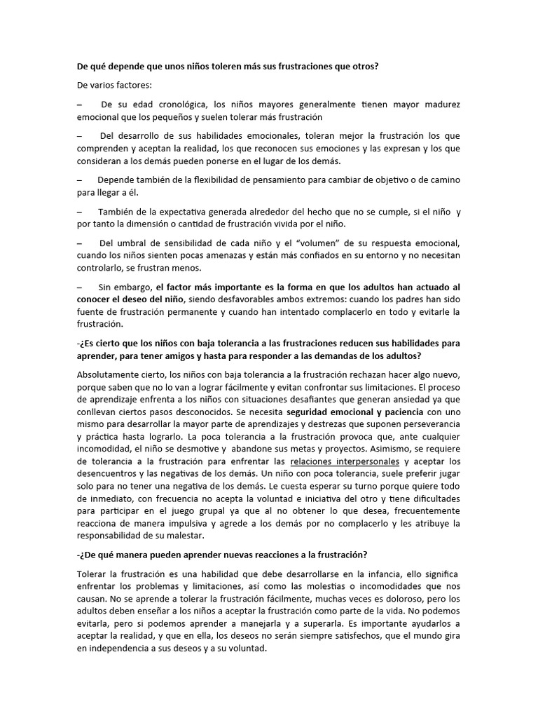 Tolerancia Frustracion | PDF | Adultos | Las emociones