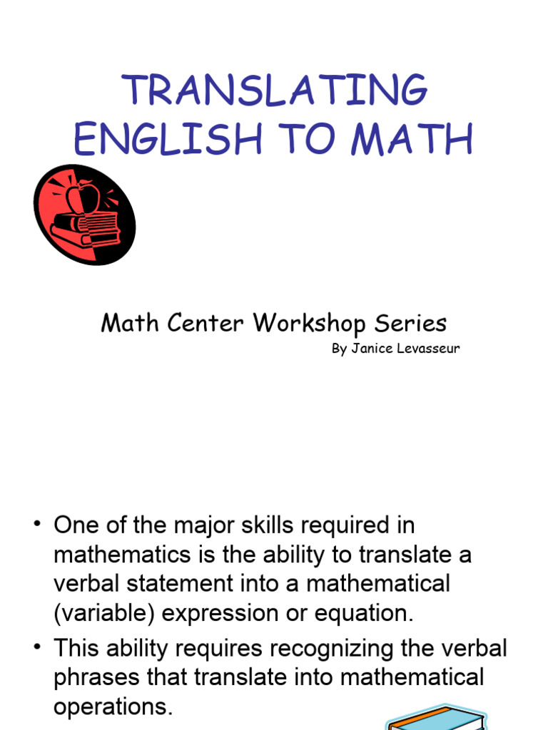 2.3. Translating Engl To Math | PDF | Subtraction | Elementary Mathematics