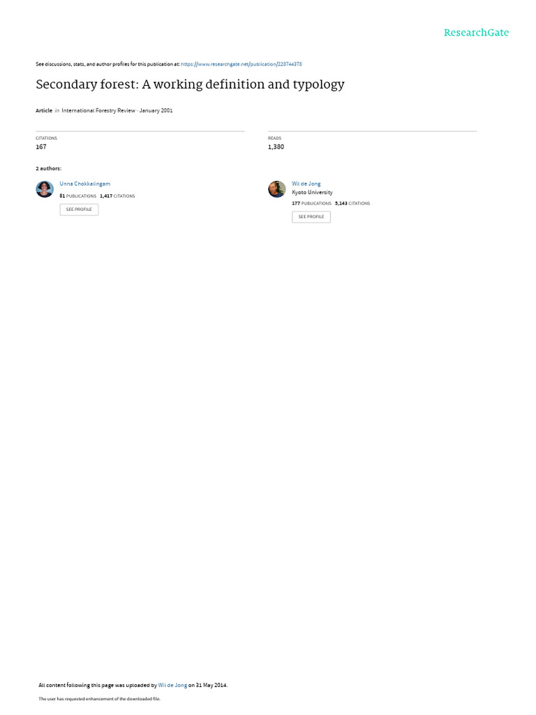Secondary Forest Definition & Typology | PDF | Forests | Disturbance ...