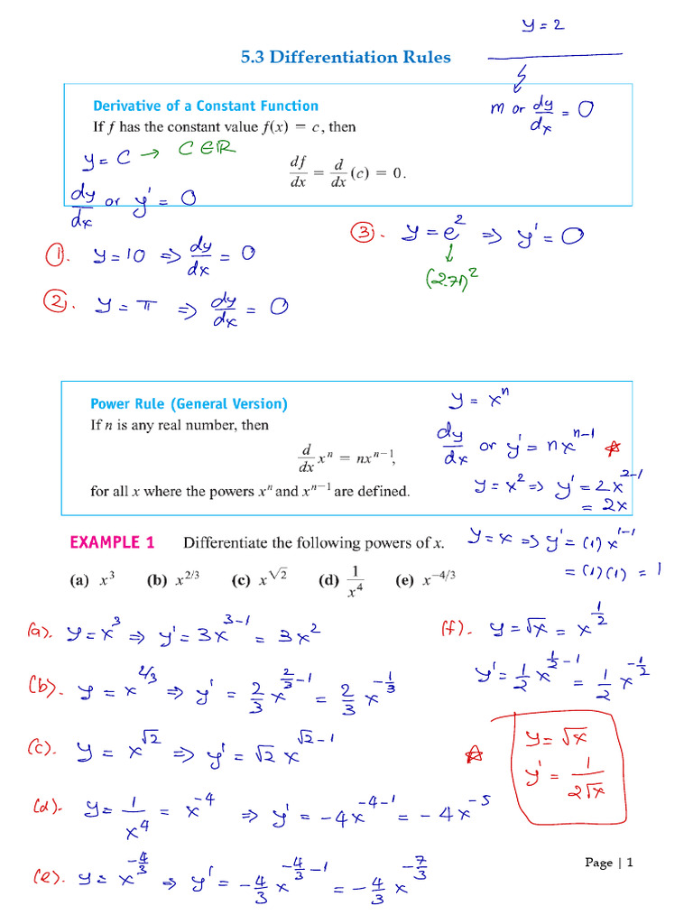 Differentiation Rules Overview | PDF
