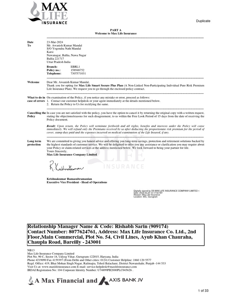 Max Life Smart Secure Plus Plan Overview | PDF | Insurance | Taxes