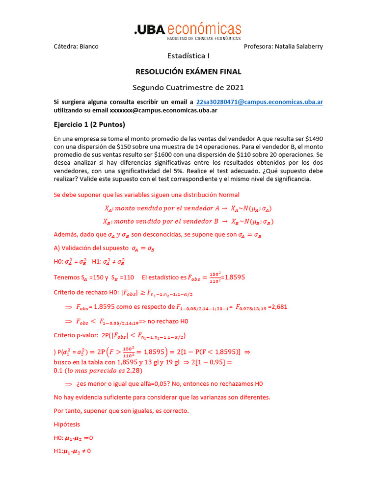 Final Estadística I 2C 2021 Resolución | PDF | Método científico ...