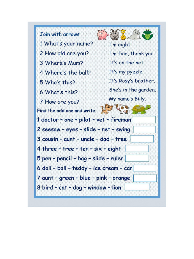 Match Questions and Answers Worksheet | PDF