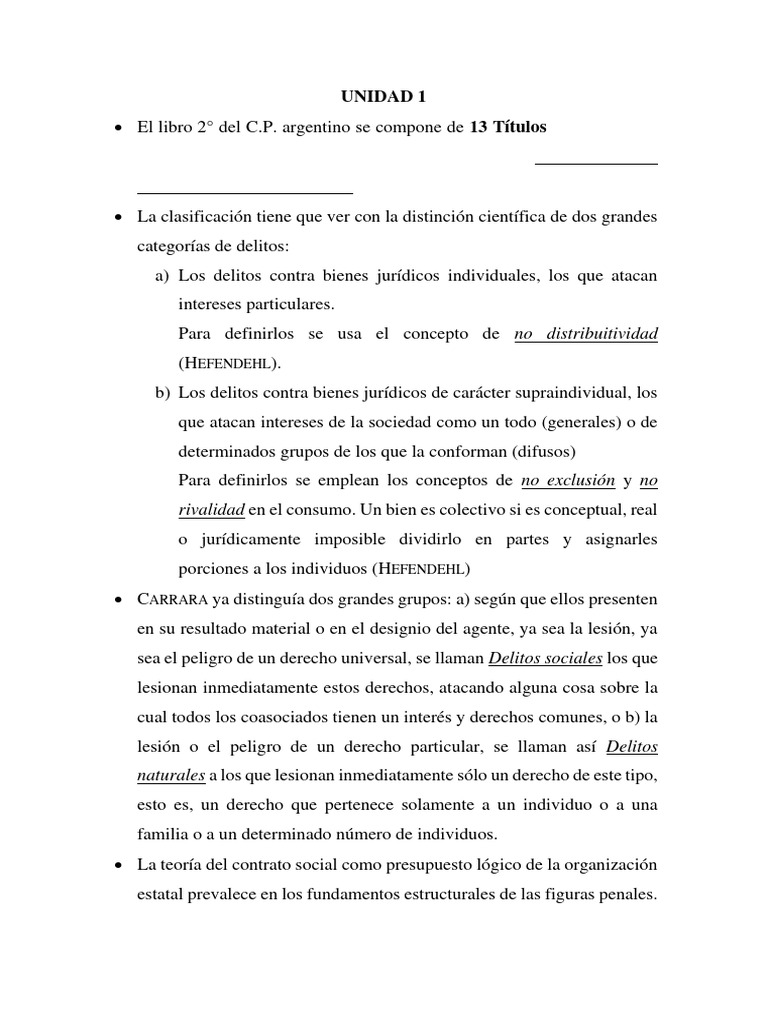 UNIDAD 1) Sistemática de Los Bienes Jurídicos en El Libro II Del Código Penal Argentino | PDF ...